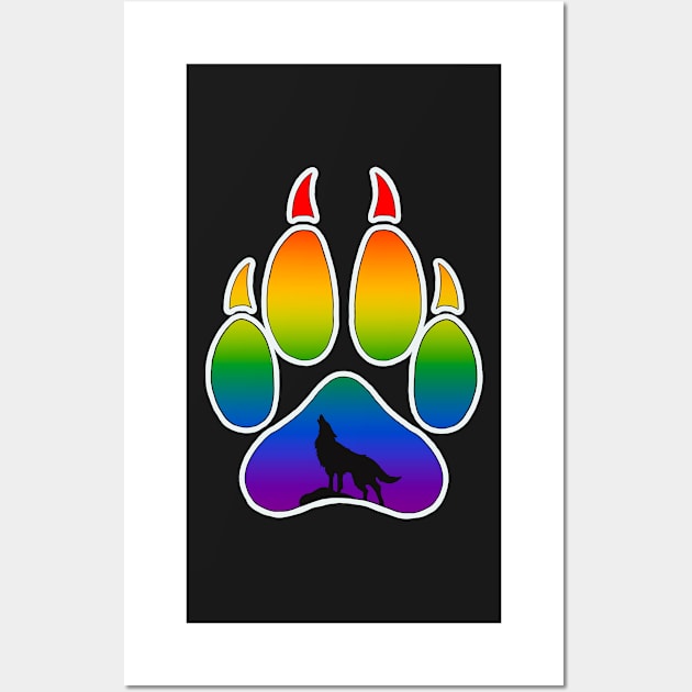 Howling With Pride Wolf Paw Print V3 - Pride - Posters and Art Prints ...