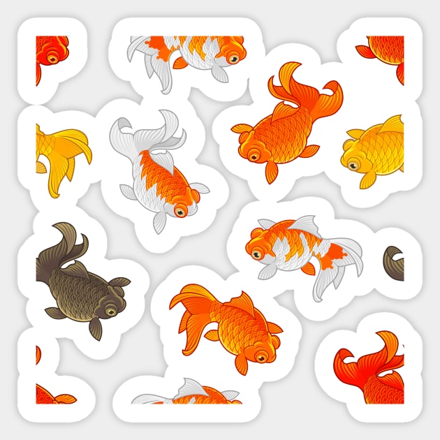Goldfish Pattern - Cute - Sticker | TeePublic