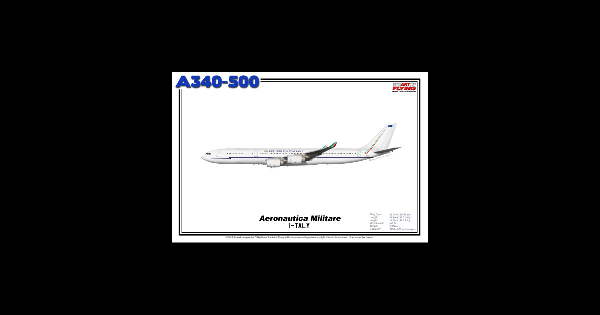 Airbus A340-500 - Aeronautica Militare (Art Print) - A345 - Sticker ...