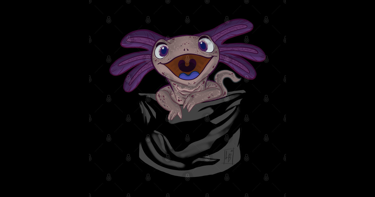 Axolotl Pocket Cute Brown - Axolotl - Sticker | TeePublic