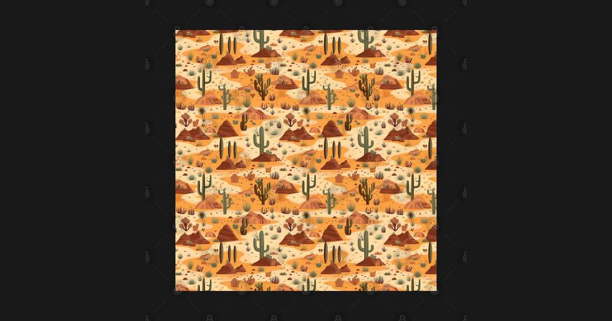 Desert Seamless Pattern Sand Dune Sahara Quicksand Arabic Oasis Cactus ...