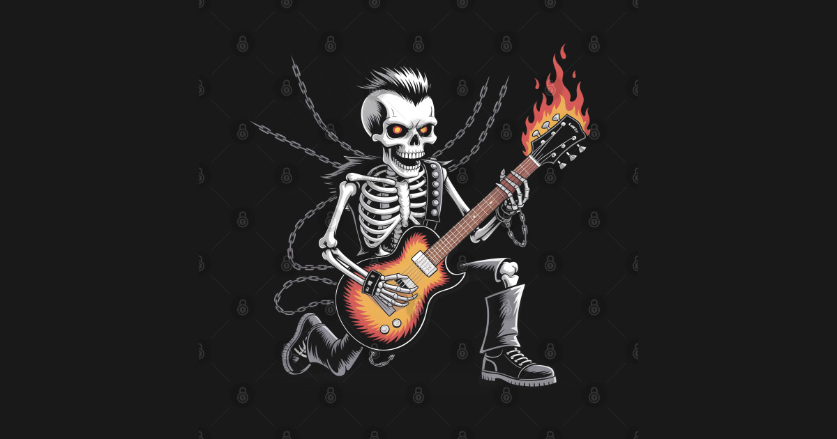 Punk Rock Skeleton Guitarist – Rebel Gothic Rock Art - Dark Fantasy Art ...