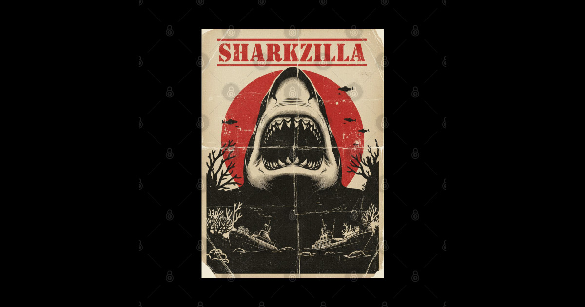 Sharkzilla Giant Monster Shark Fan Kaiju Lover - Sharkzilla - Sticker ...