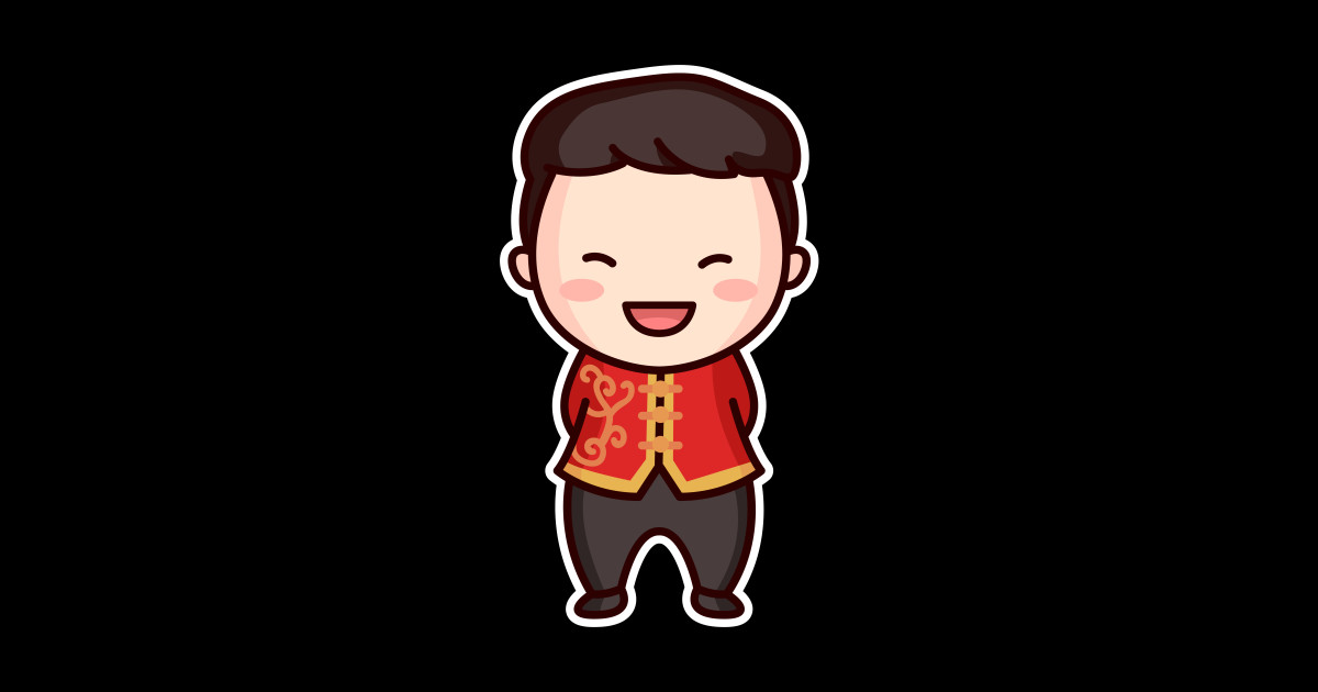 Cute Traditional Chinese Man Character - Chinese Man - Sticker | TeePublic