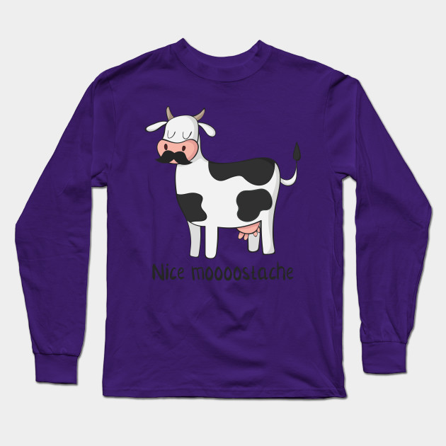 Nice Moostache - Funny Cow With Mustache Design - Cow - Long Sleeve T ...
