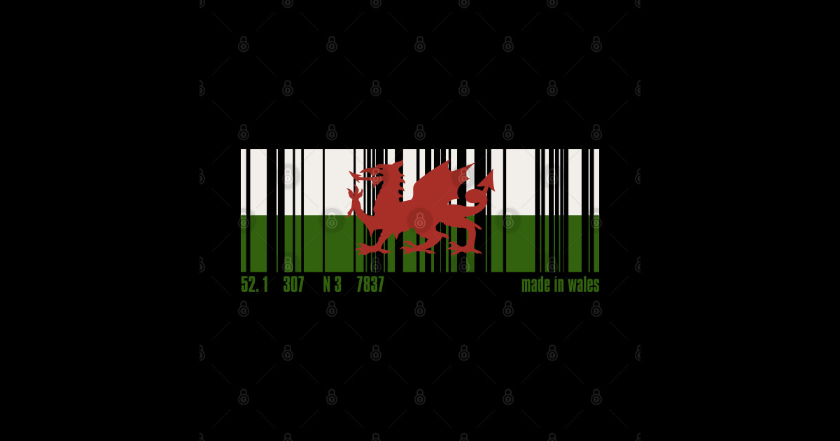 Made in Wales, Welsh Barcode - Made In Wales - Sticker | TeePublic