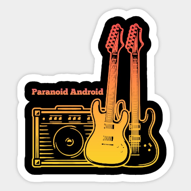 Paranoid Android Play With Guitar - Radiohead - Sticker | TeePublic