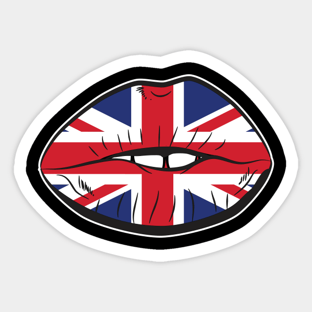 British Flag Fan Lips UK Fan Union Jack Lips - British Flag - Sticker ...