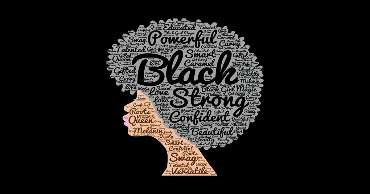 Afro Word Art Natural Hair T Shirt for Black Women - Afro Word Art ...