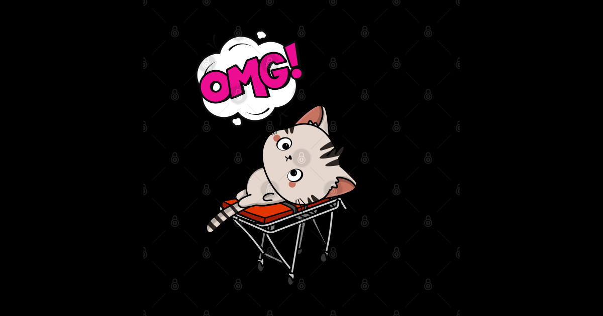 Funny Tabby Cat is on a runaway stretcher - Cat Stretcher - Sticker ...