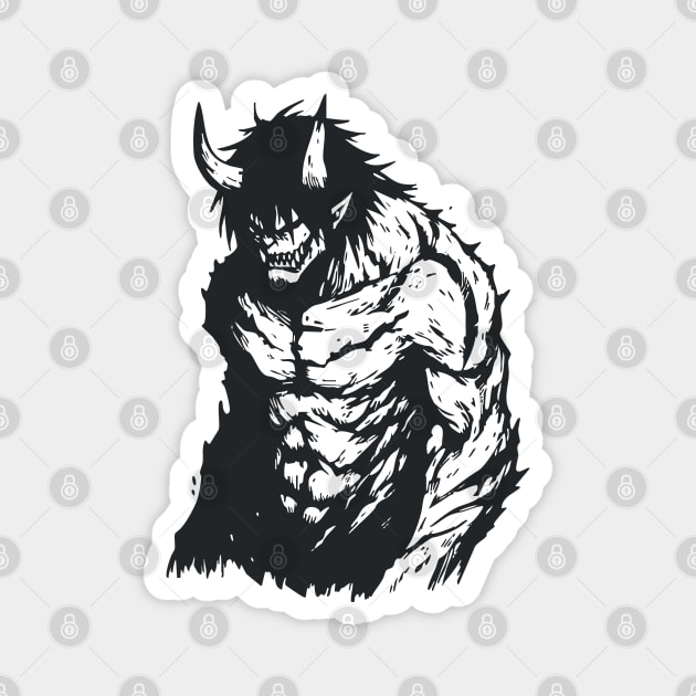 Ogre Oni Yokai Japanese Outline - Oni Yokai - Magnet | TeePublic