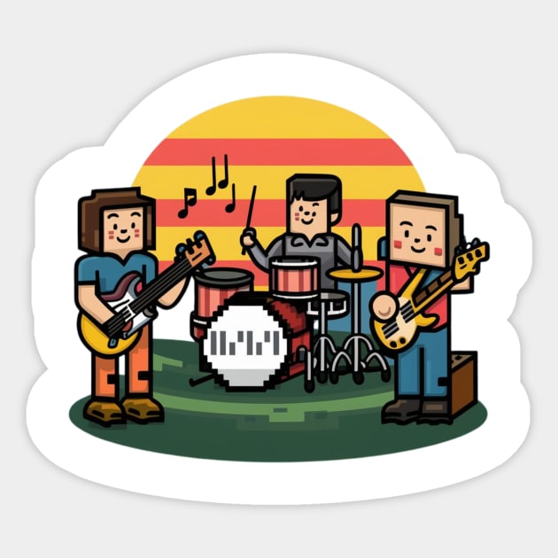 8 Bit Rock Band - 8 Bit - Sticker | TeePublic