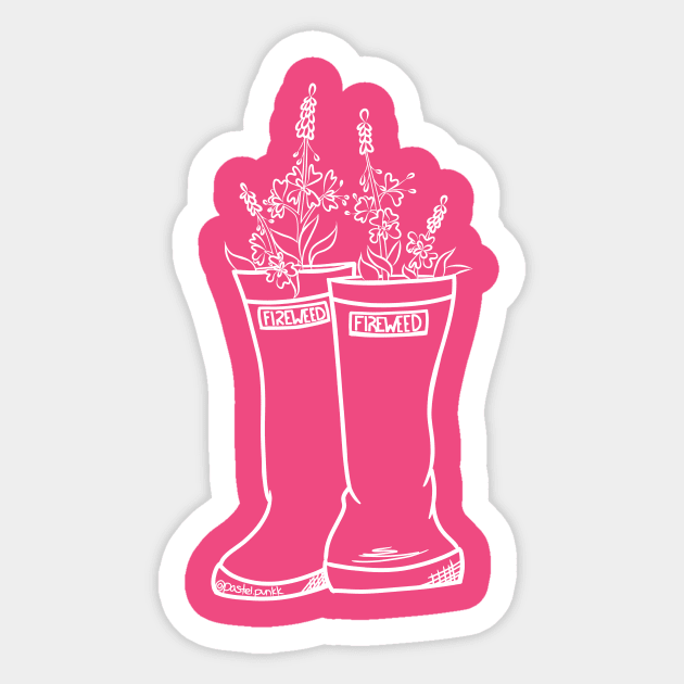 Fireweed White Lineart Xtratuf - Xtratuf - Sticker | TeePublic