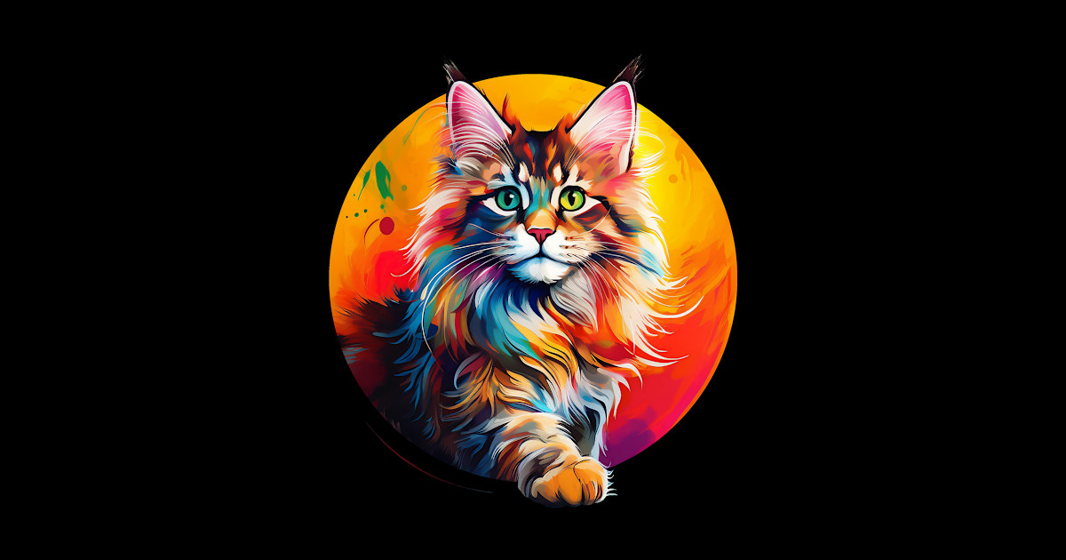 Colorful Maine Coon Cat - Maine Coon Cat - Posters and Art Prints ...
