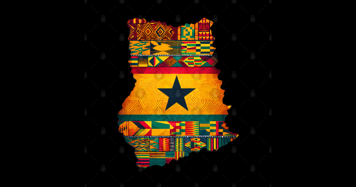 Ghana Map Kente Pattern - Ghana - Posters and Art Prints | TeePublic