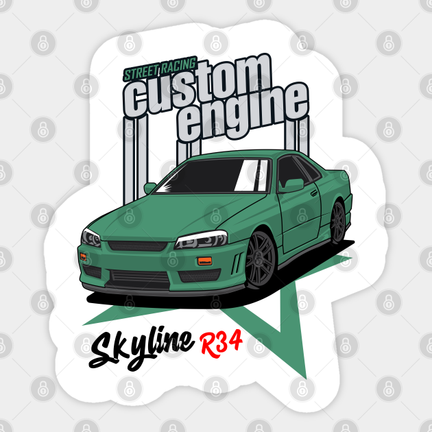 legend GTR R34 Custom Engine - Gtr R34 - Sticker | TeePublic
