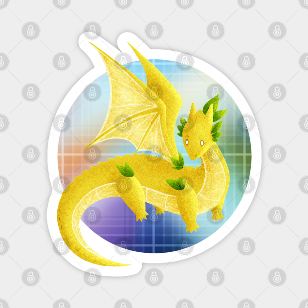 Kawaii Lemon Dragon - With Background - Dragon - Magnet | TeePublic
