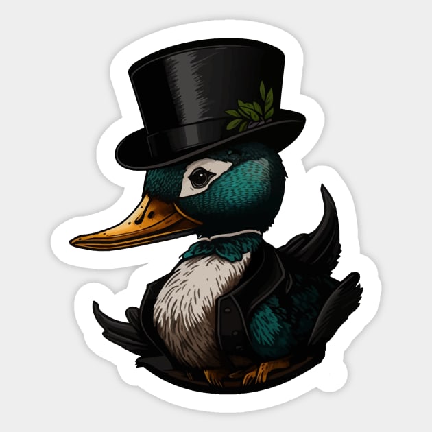Duck Top Hat - Funny Duck Hat - Sticker | TeePublic