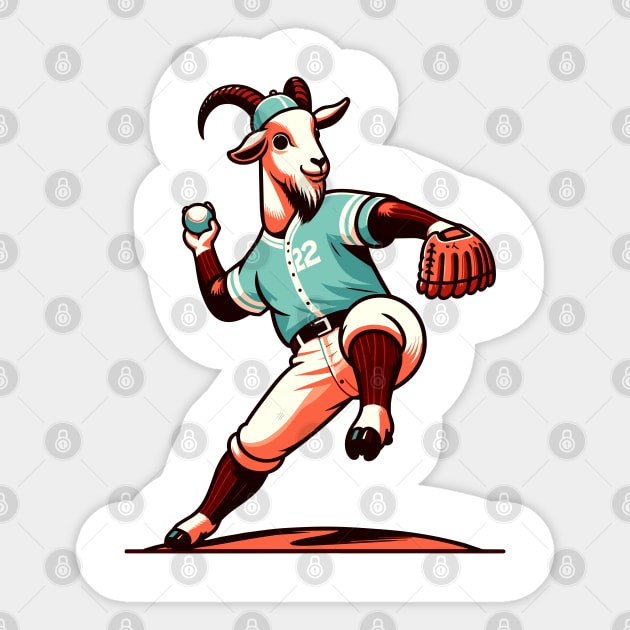 Throwback Goat pitcher - Vintage 1990s Cartoon Style Baseball Art ...