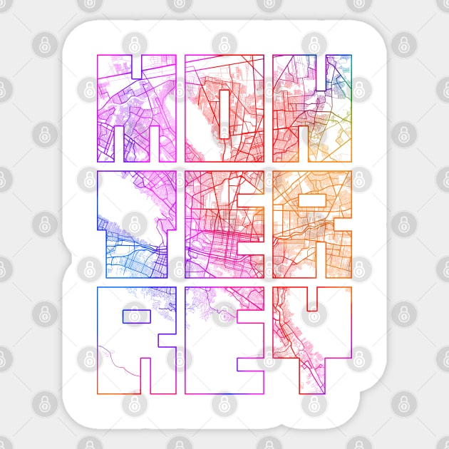 Monterrey, Mexico City Map Typography - Colorful - Monterrey - Sticker ...