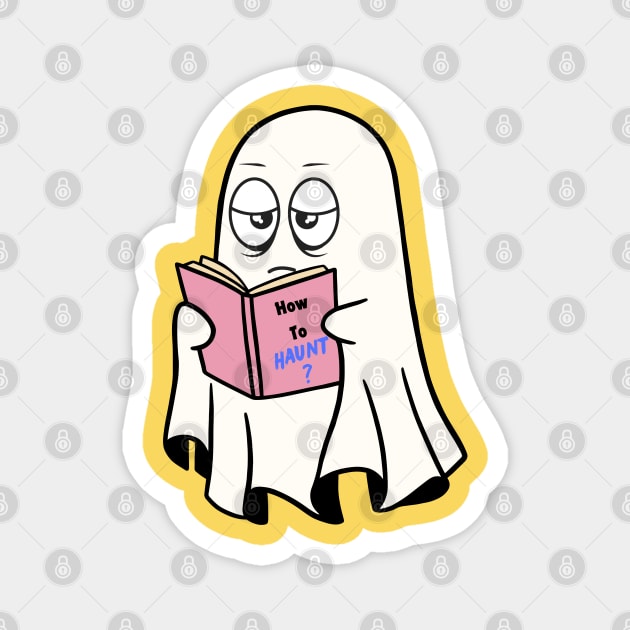 Little ghost studying, How to Haunt ? - Ghost Halloween - Magnet | TeePublic