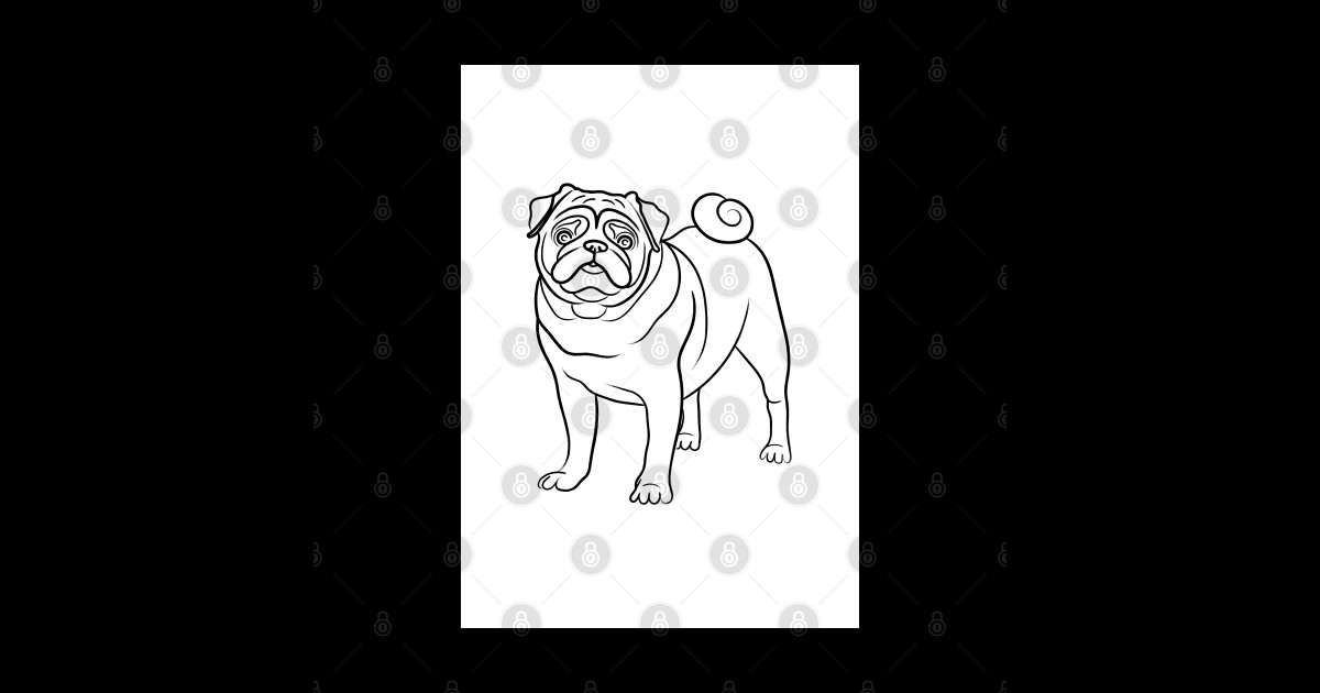 Pug Line Drawing - Pug - Sticker | TeePublic