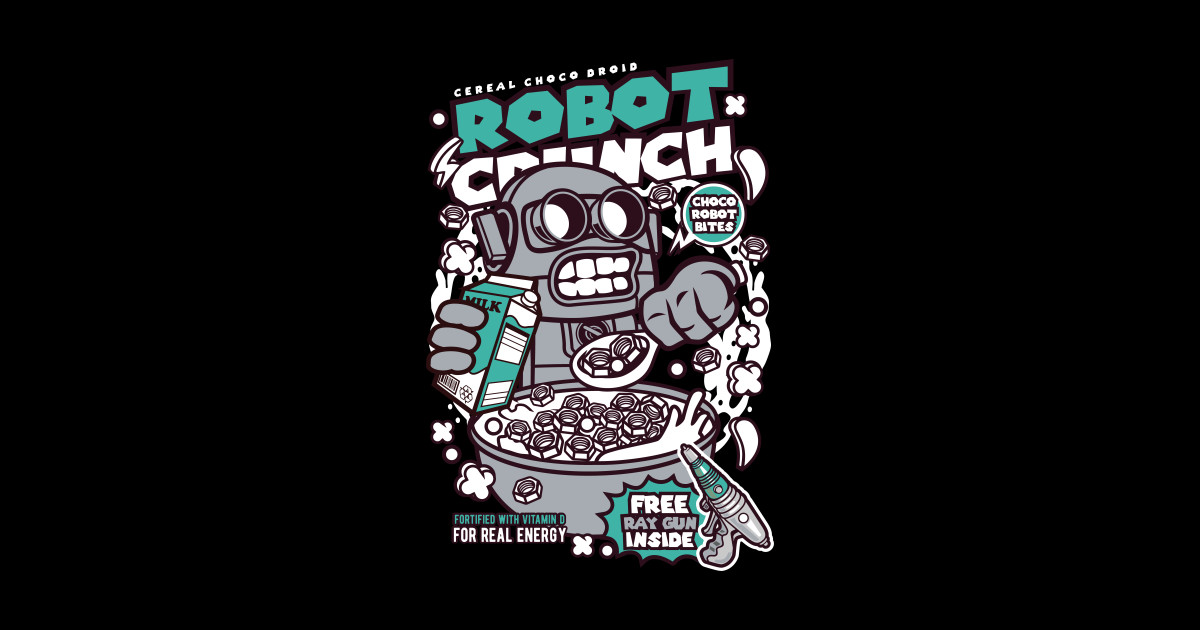 Retro Cereal Box Robot Crunch // Junk Food Nostalgia // Cereal Lover ...