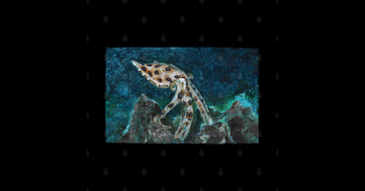 Blue ringed octopus art - Octopus Artwork - Sticker | TeePublic