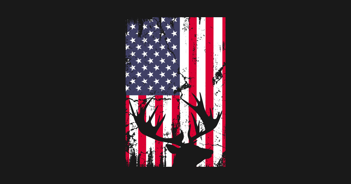 Hunting Hunters Deer USA US American Flag - Hunting Hunters Deer - T ...