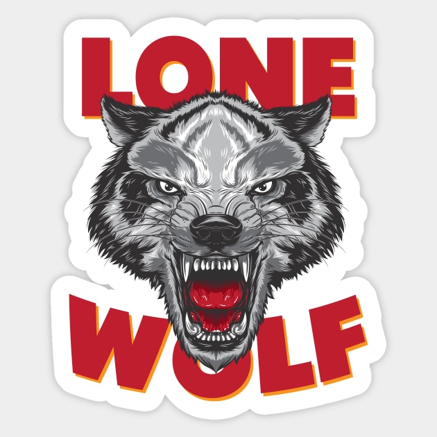 Lone wolf, Gray Wolf, Angry Wolf - Lone Wolf - Sticker | TeePublic