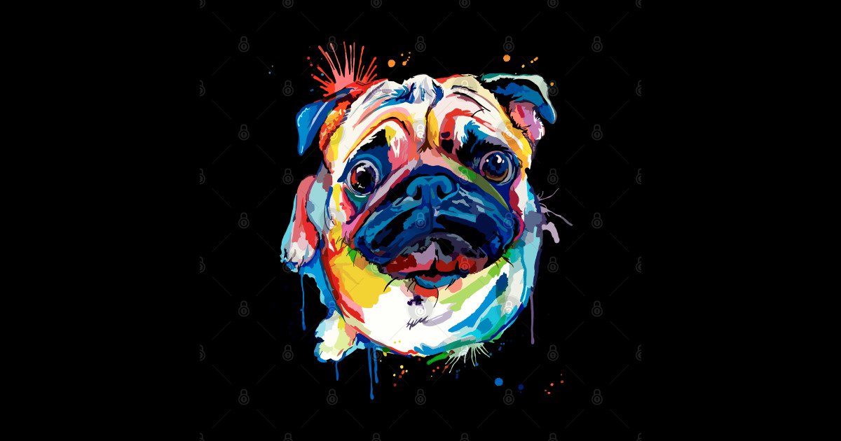 Bright Rainbow Pug - Pugs - Sticker | TeePublic