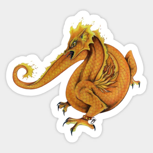 Fire dragon yellow - Dragon - Sticker | TeePublic