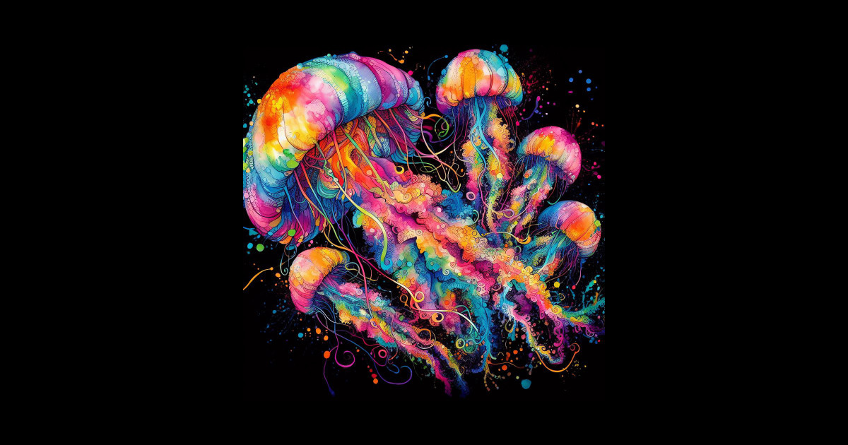 Psychedelic illustration of a jellyfish - Jellyfish - Posters and Art ...