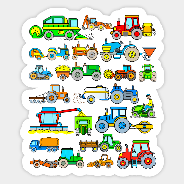 21 agricultural vehicles like tractor, combine harvester, seeder, hay ...