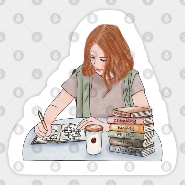 Writing girl (2) - Writing - Sticker | TeePublic