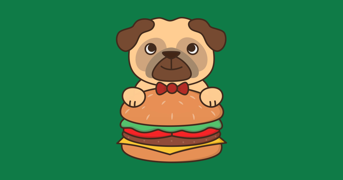 Cute and Kawaii Adorable Pug With Burger - Pug - Kids T-Shirt | TeePublic