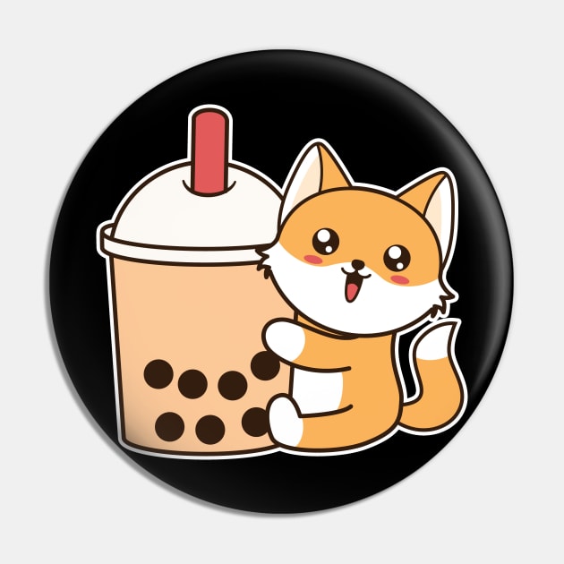 Fox And Boba Cute Kawaii Fox Boba Pin Teepublic