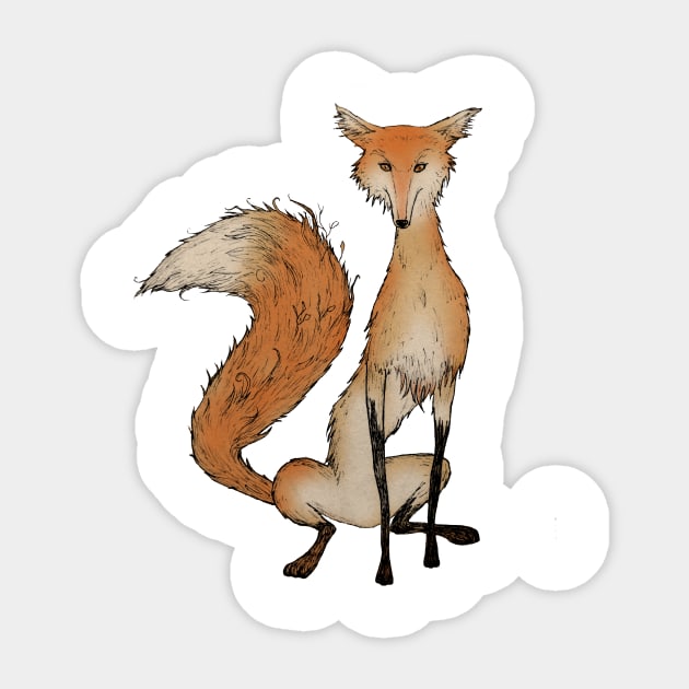 Thin Fox Illustration - Fox - Sticker | TeePublic