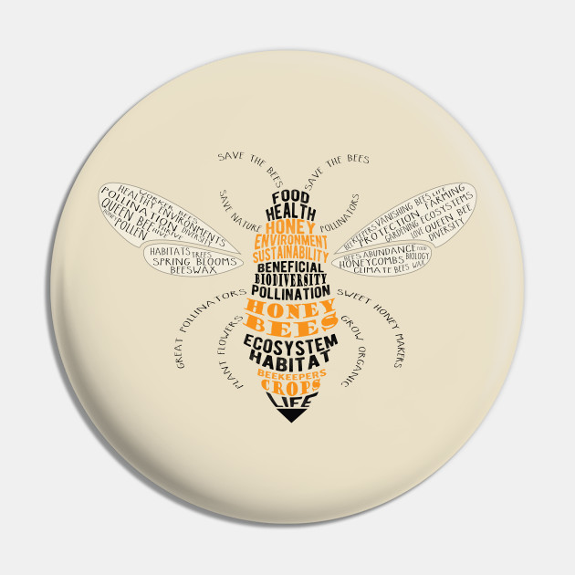 Honey Bee Word Cloud - Bee - Pin | TeePublic