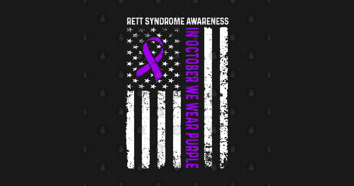 In October Purple Rett Syndrome American Flag - Rett Syndrome - T-Shirt ...