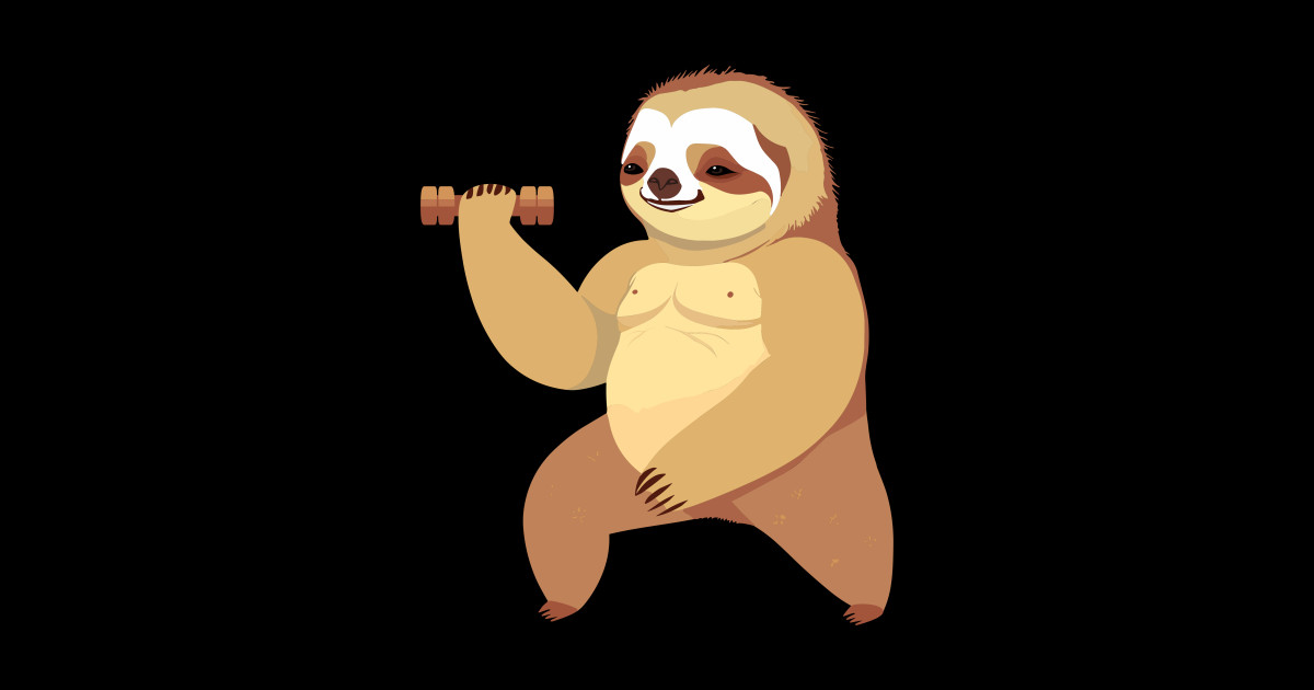 Sloth with a dumbbell - Sloth With A Dumbbell Fitness Gym - Sticker ...