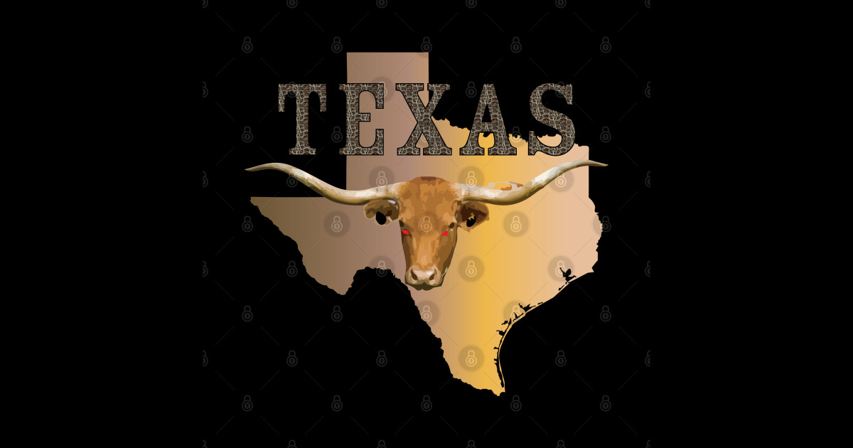 Texas - Rattler Skin -Texas State Map w Longhorn X 300 - Texas Rattler ...