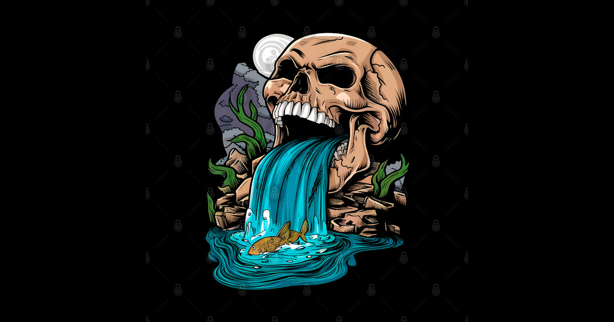 Skull Waterfall - Skull - Sticker | TeePublic