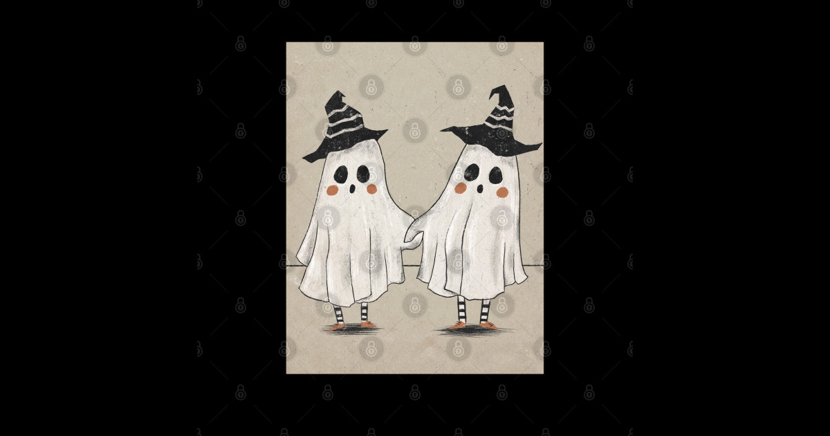 Cute Twin Ghost - Halloween - Sticker | TeePublic