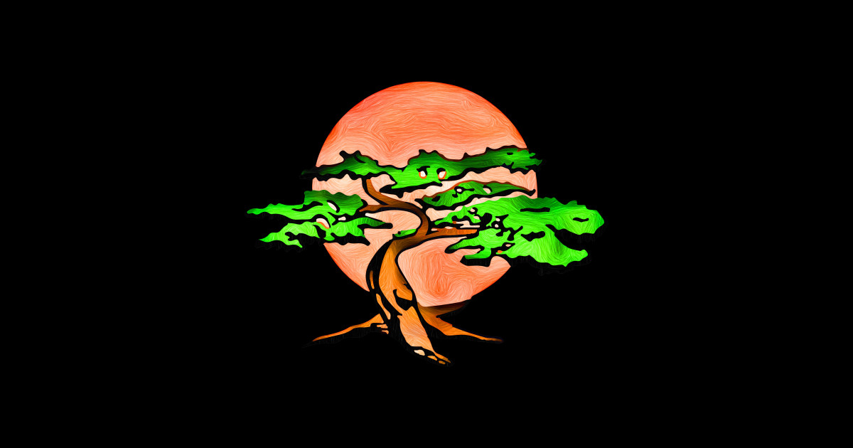 Miyagi Bonsai Tree Drawing - Miyagi - Sticker | TeePublic