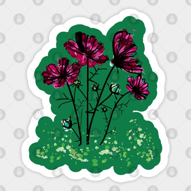 Pink cosmos flowers - Cosmos Flower - Sticker | TeePublic