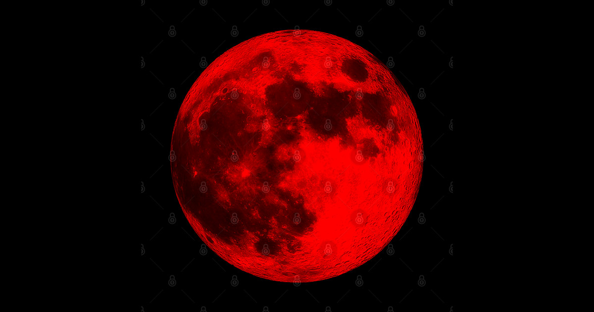 Full Moon Space Art -Red Moon- Moon - Sticker | TeePublic
