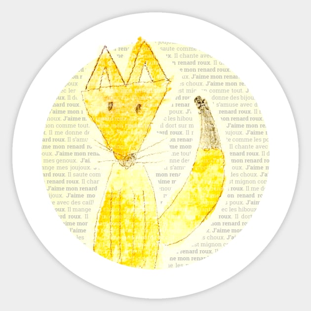 Naive Fox Drawing - Naive Fox Drawing - Sticker | TeePublic