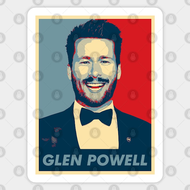 Smiling Glen Powell - Glen Powell - Sticker | TeePublic