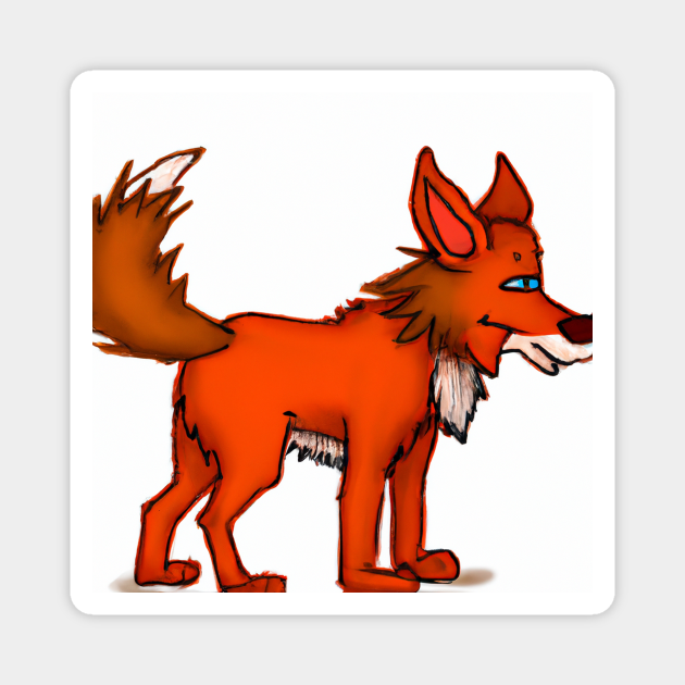 Cute Red Wolf Drawing - Red Wolf - Magnet | TeePublic
